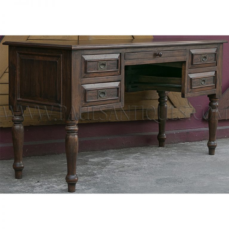 Indonesian Teak Colonial-style Desk with Turned Legs